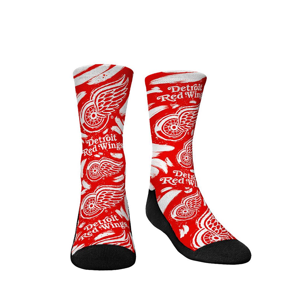 Youth Rock Em Socks Detroit Red Wings Allover Logo & Paint Crew Socks