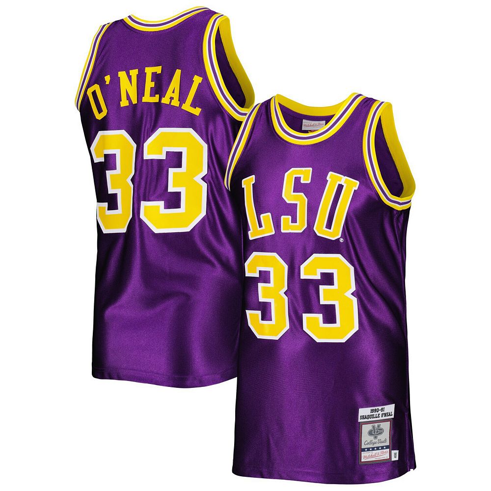 Men's Mitchell & Ness Shaquille O'Neal Purple LSU Tigers Authentic Jersey