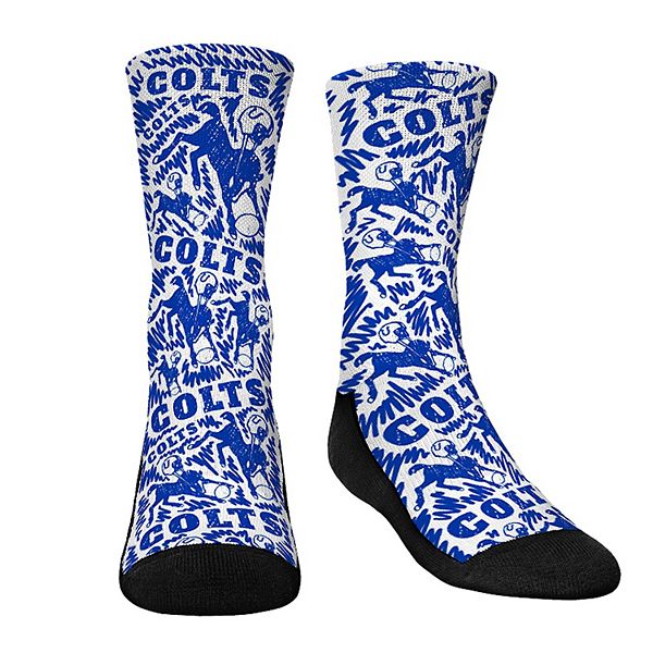 Youth Rock Em Socks Indianapolis Colts Throwback Logo Sketch Crew Socks