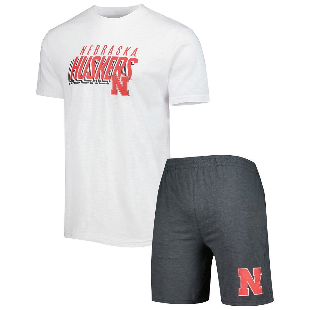 Men's Concepts Sport Charcoal/White Nebraska Huskers Downfield T-Shirt ...
