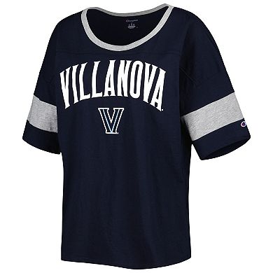 Women's Champion Navy Villanova Wildcats Jumbo Arch Striped Half-Sleeve ...