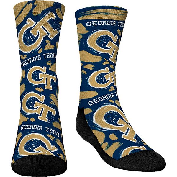 Youth Rock Em Socks GA Tech Yellow Jackets Allover Logo & Paint Crew Socks