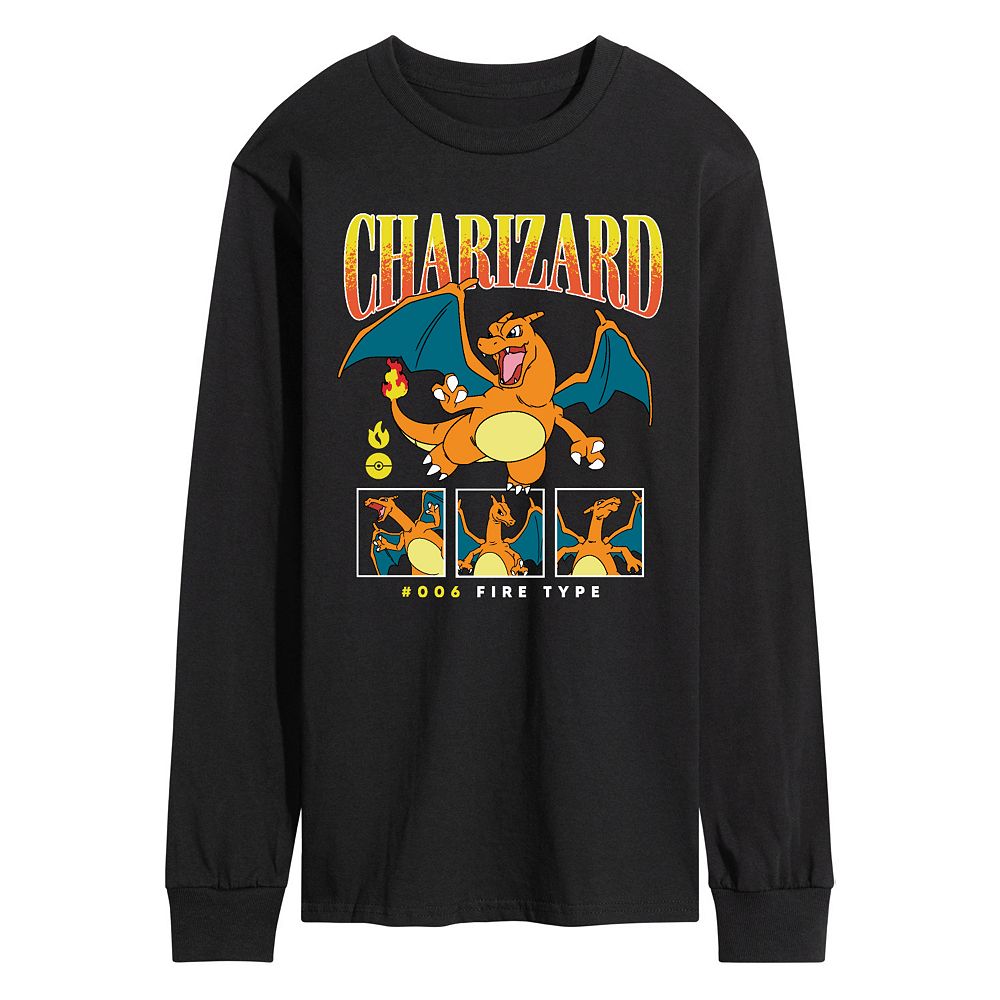 Men's Pokemon Charizard Poses Long Sleeve Graphic Tee
