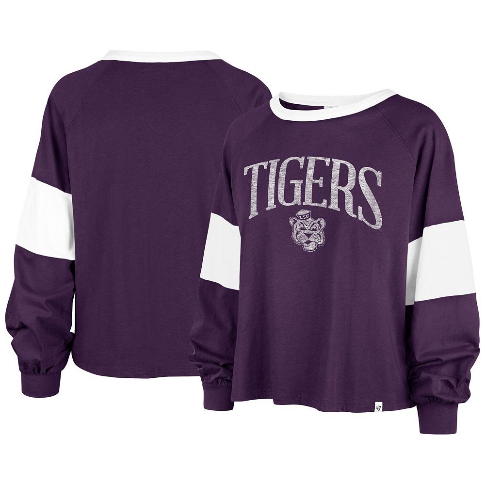 Women's '47 Purple LSU Tigers Upside Rhea Raglan Long Sleeve T-Shirt