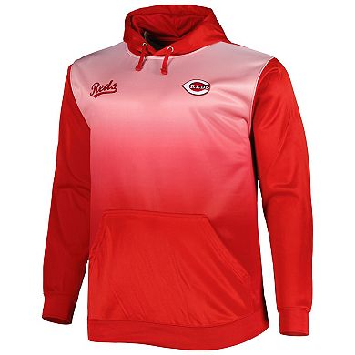 Men's Red Cincinnati Reds Fade Sublimated Fleece Pullover Hoodie