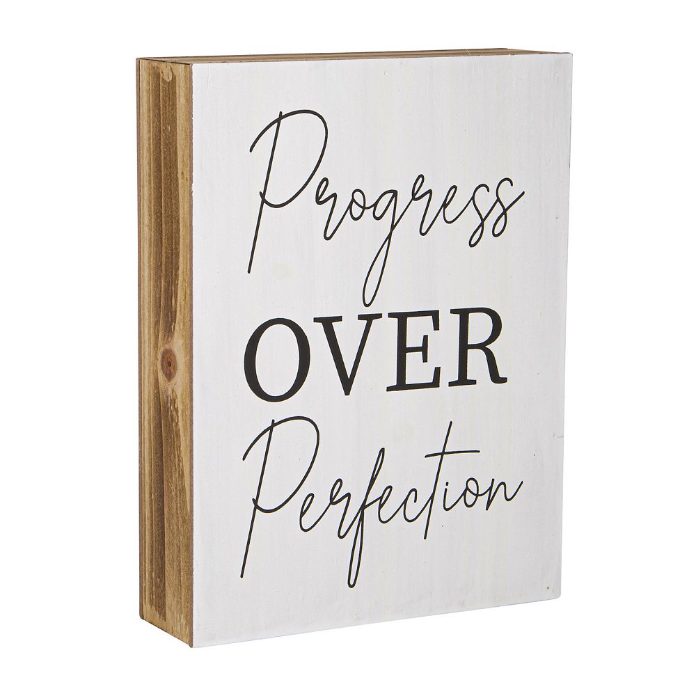 Home Essentials Progress Over Perfection Block Table Decor