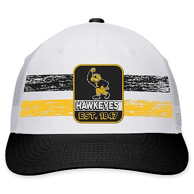 Men's Top of the World White/Black Iowa Hawkeyes Retro Fade Snapback Hat