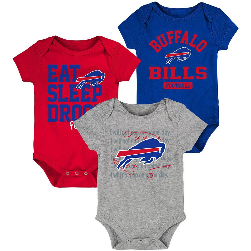 Newborn & Infant Royal/Red Buffalo Bills Eat Sleep Drool Football Three ...