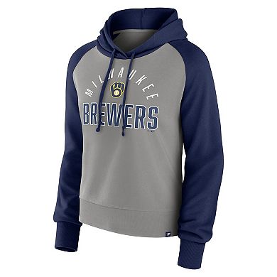 Women's Fanatics Branded Navy/Gray Milwaukee Brewers Pop Fly Pullover ...