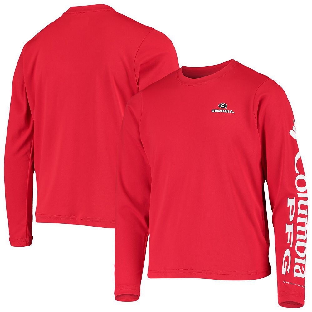 Youth Red Georgia Bulldogs PFG Terminal Tackle Long Sleeve Omni-Shade T ...
