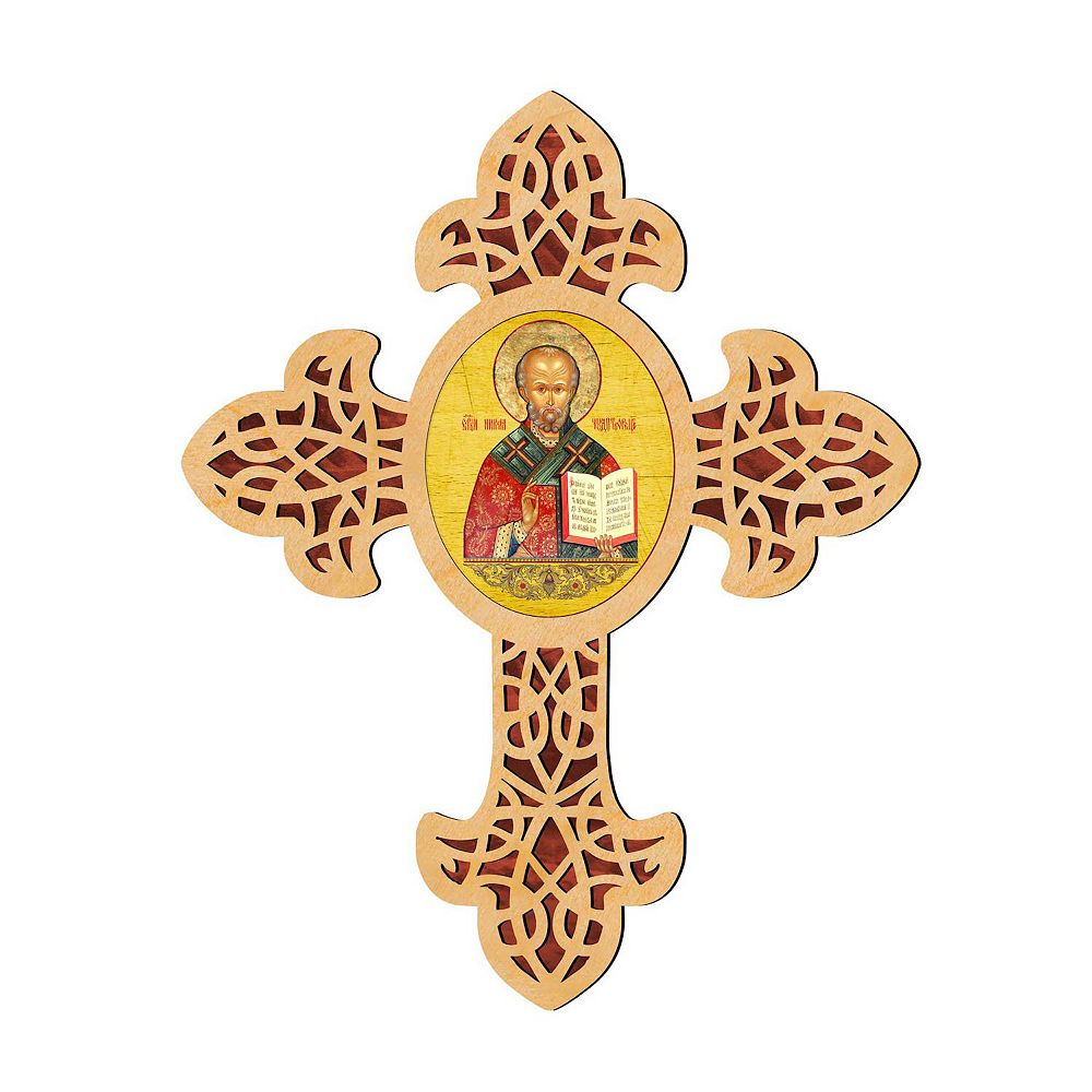 G.Debrekht Saint Nicholas Pointy Wooden Cross by Museum Icons ...