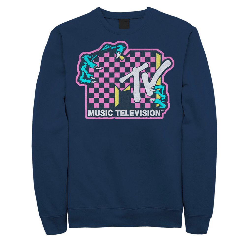 Big & Tall MTV Checkered Zombie Hands Graphic Fleece Pullover