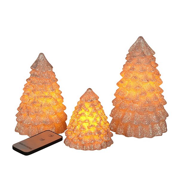 Fitz & Floyd Christmas Tree 3-piece LED Wax Figurine Set