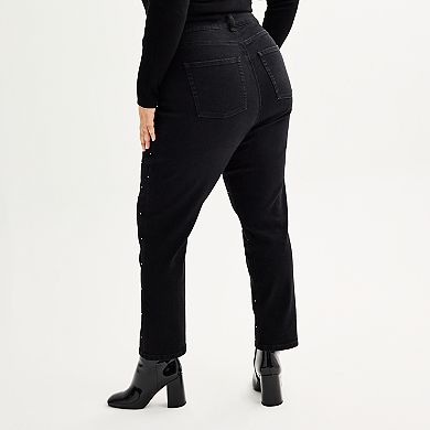 Plus Size INTEMPO™ Rhinestone Slim-Straight Jeans