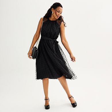 Women's Draper James Sleeveless Clip Dot Tulle Dress