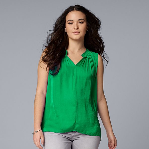 Womens Simply Vera Vera Wang Pleated Tank