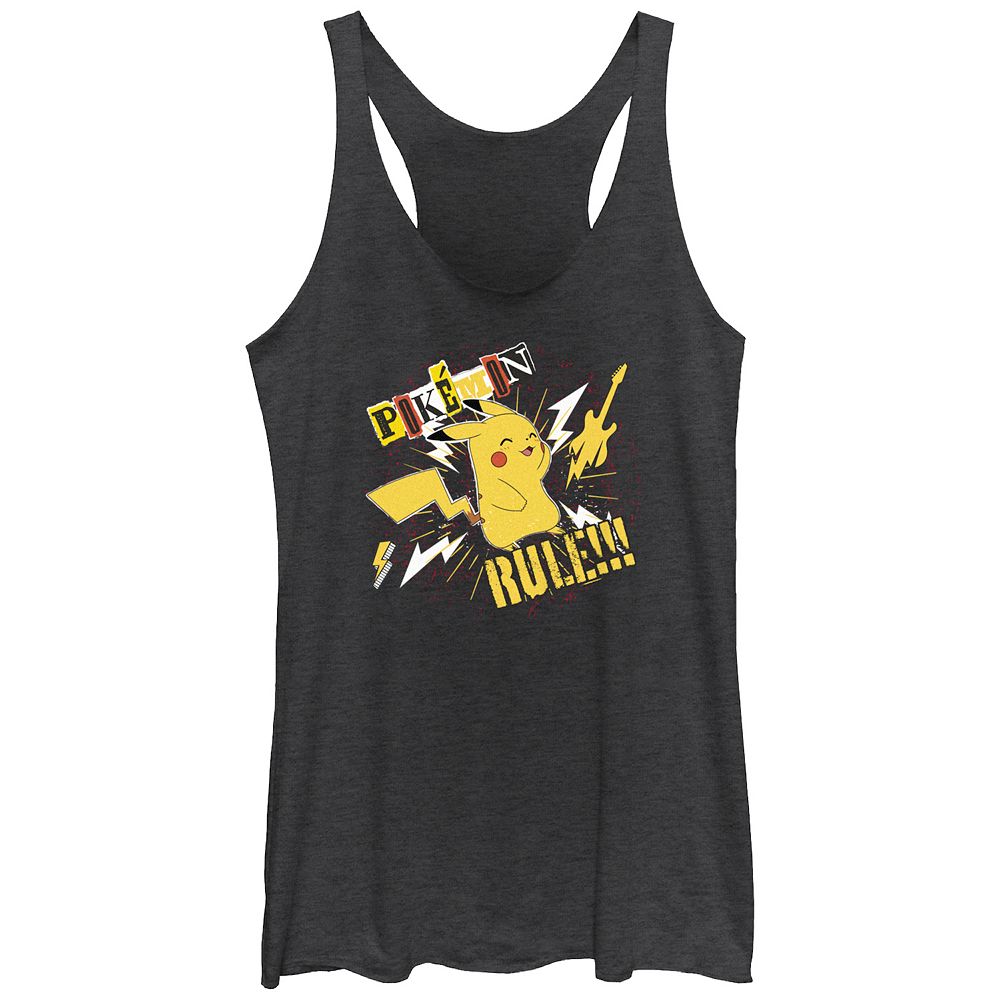 Juniors' Pokemon Punk Rock Pikachu Rule Racerback Tank Top