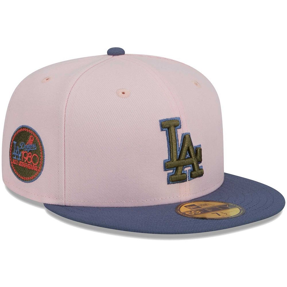 Men's New Era Pink/Blue Los Angeles Dodgers Olive Undervisor 59FIFTY ...