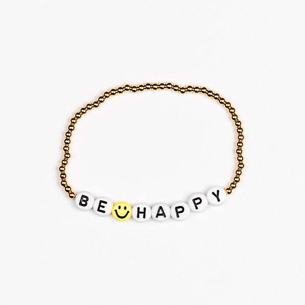 Candier Be Happy - Gold Tone Beaded Bracelet