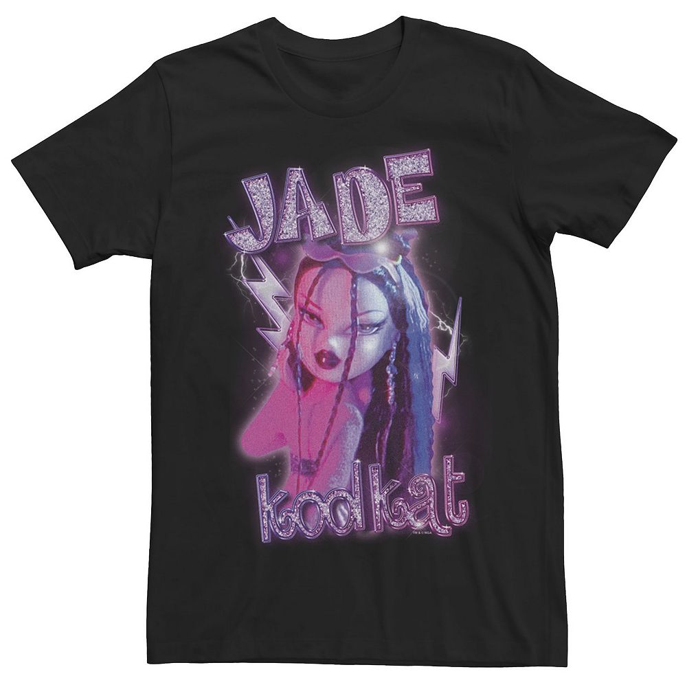 Juniors' Bratz Jade Kool Kat Pink Sparkle Lightning Boyfriend Graphic Tee