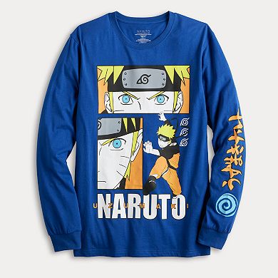 Men's Naruto Grid Long Sleeve Graphic Tee