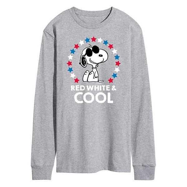 Men's Peanuts Red White And Cool Long Sleeve Graphic Tee