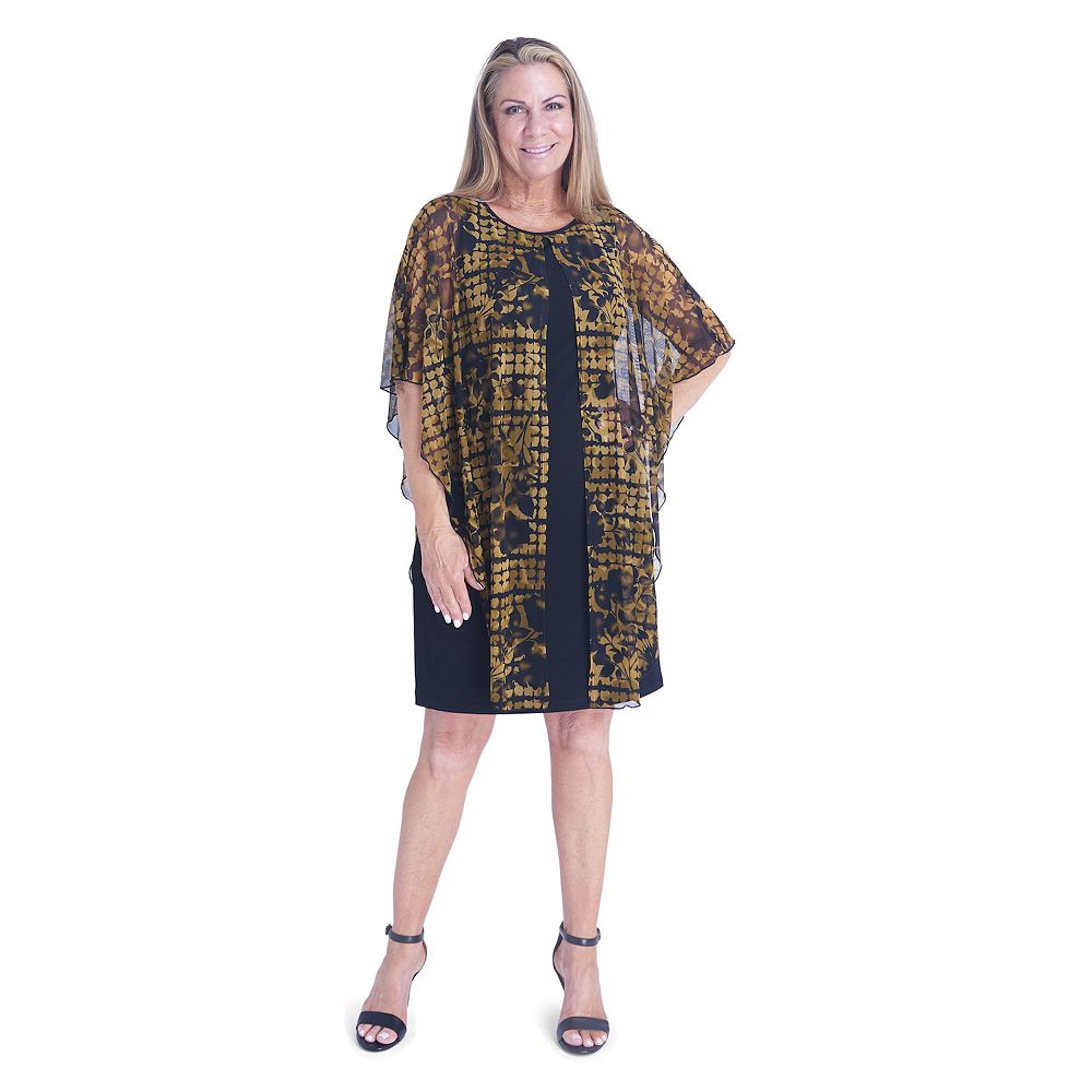 Women's Connected Apparel Mesh Overlay Dress