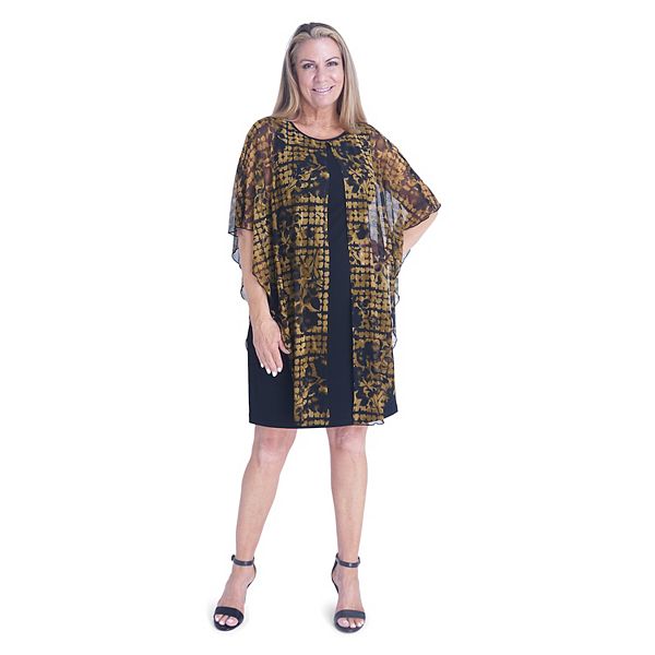 Women's Connected Apparel Mesh Overlay Dress