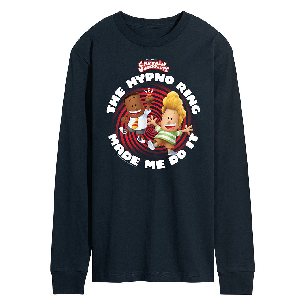 Men's Captain Underpants Hypno Ring Long Sleeve Graphic Tee