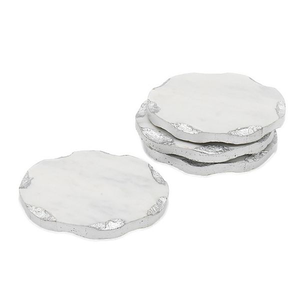 Godinger Silver Lavi Marble Metallic Finish Organic Edge Coaster Set