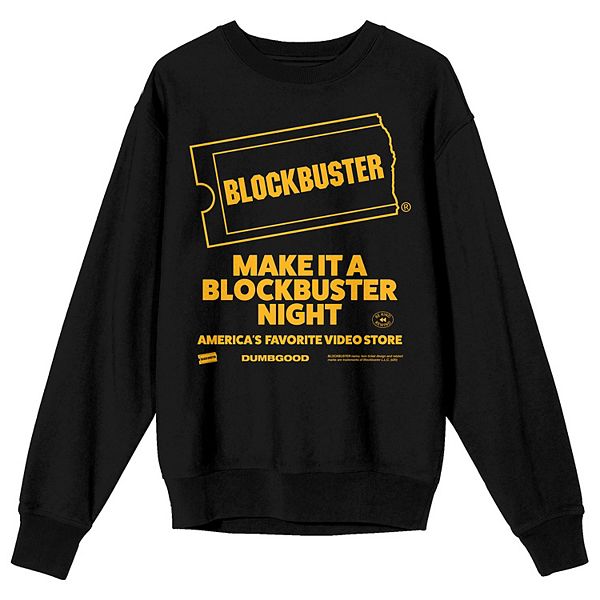 Men's Blockbuster "Make It a Blockbuster Night" Black Long Sleeve ...