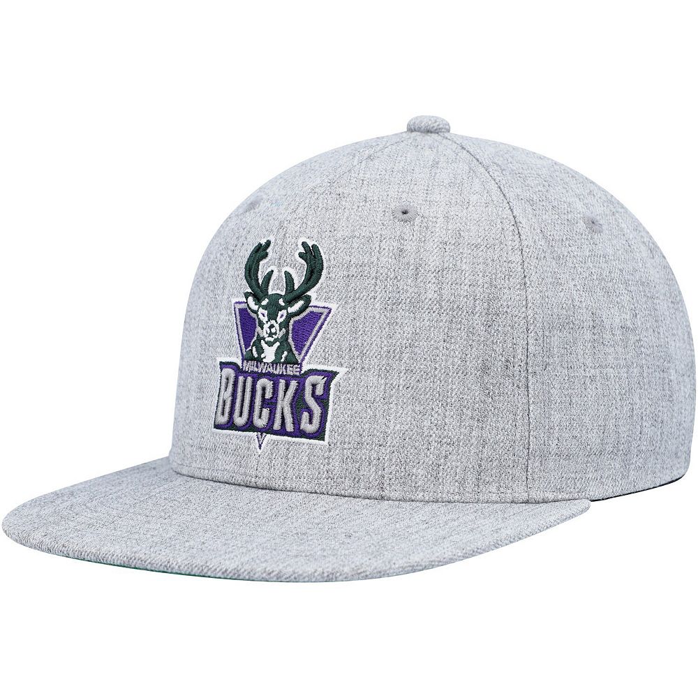 Men's Mitchell & Ness Heather Gray Milwaukee Bucks Hardwood Classics 2. ...