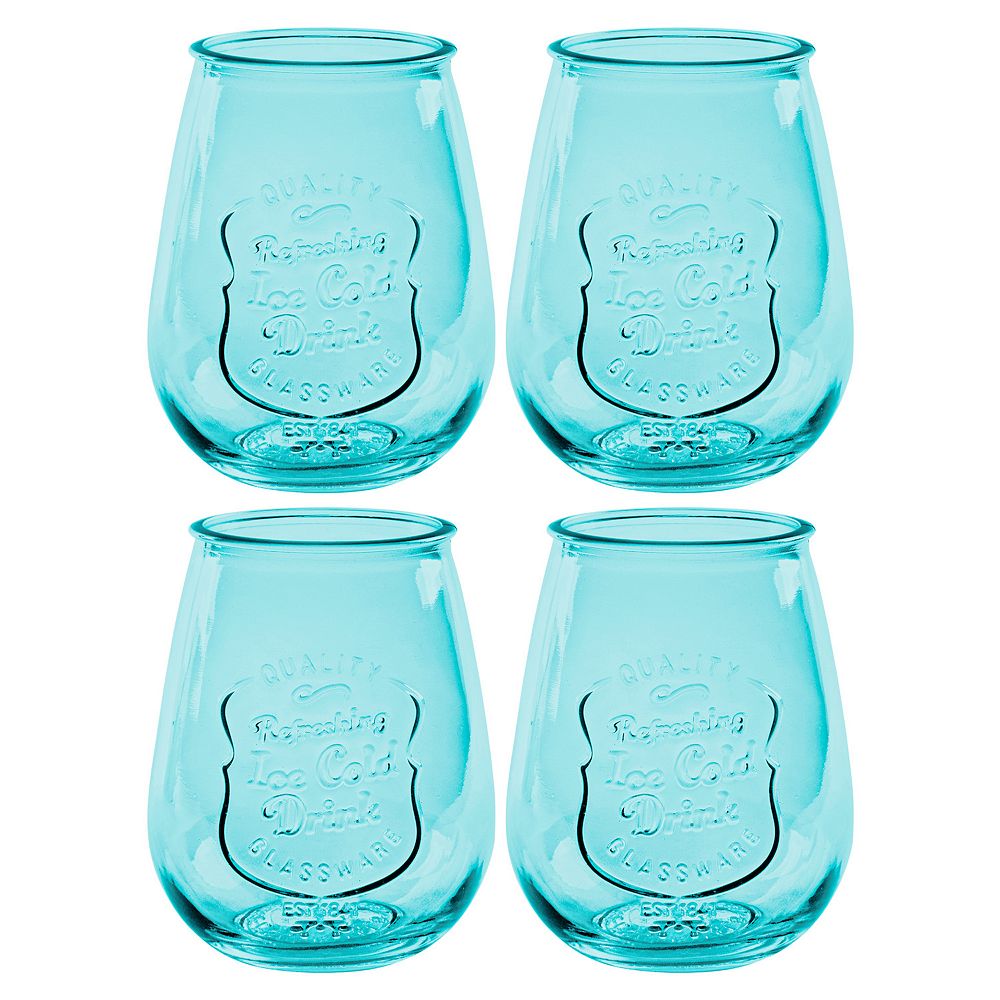 Home Essentials 4-pc. Retroware Aqua Stemless Glass Set