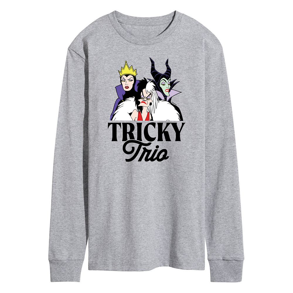 Disney Villains Men's Tricky Trio Long Sleeve Graphic Tee