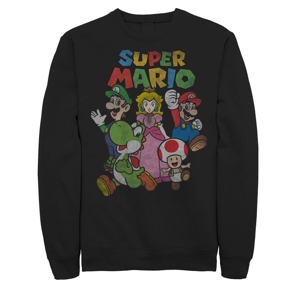 Big & Tall Super Mario Distressed Group Photo Graphic Fleece Pullover