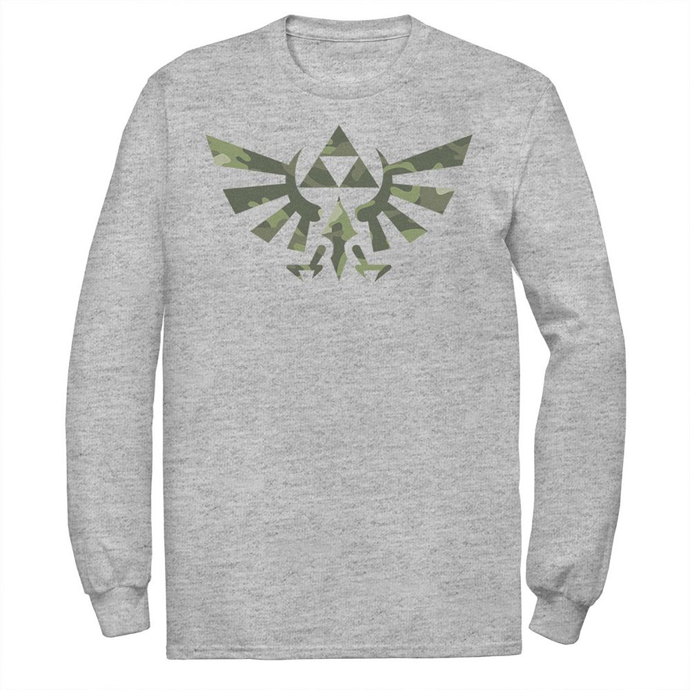 Men's Nintendo Zelda Classic Camo Hyrule Crest Triforce Long Sleeve Tee