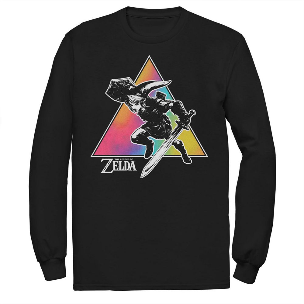 Men's Zelda Link Tie Dye Triangle Portrait Long Sleeve Tee