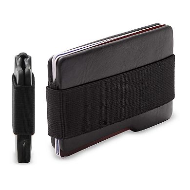 Men's Exact Fit Expandable RFID-Blocking Card Case Wallet and Key Chain Set