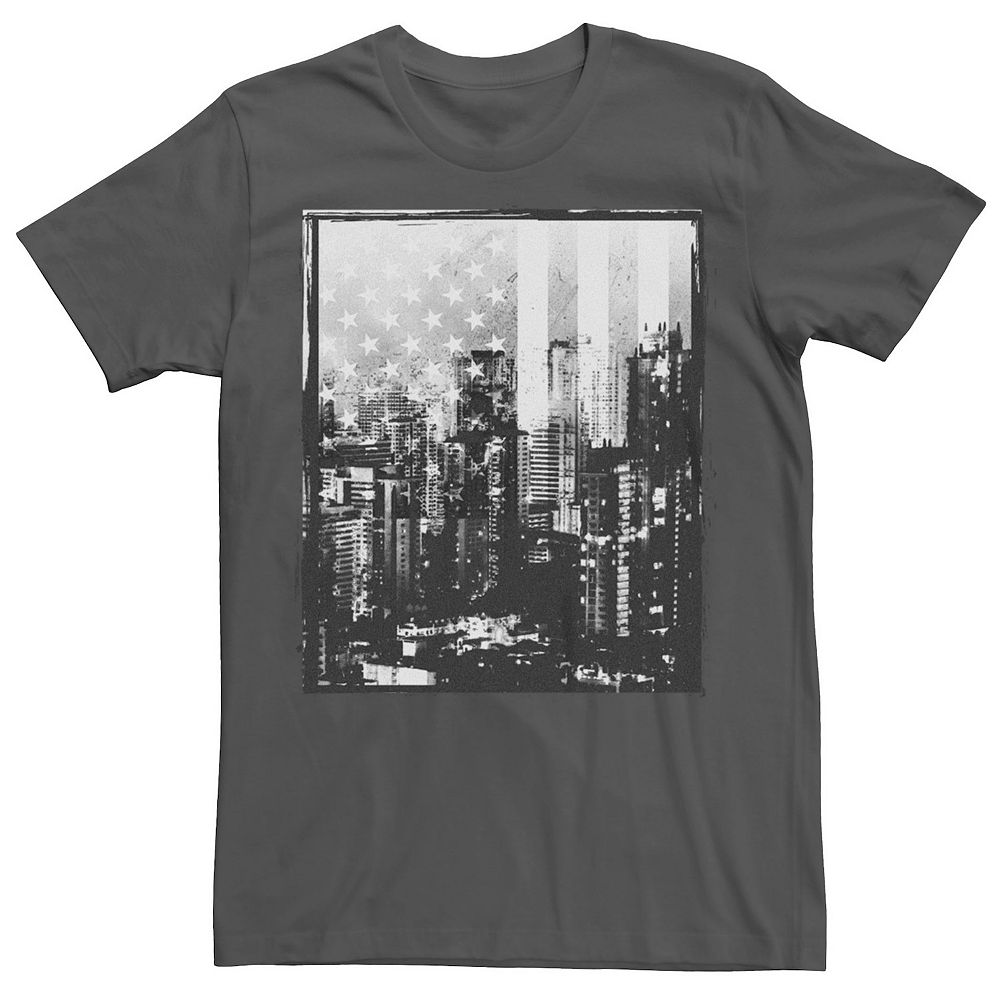 Men's City Skyline USA Flag Distressed Graphic Tee