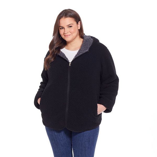 Plus Size Weathercast Reversible Zip Front Fleece Jacket