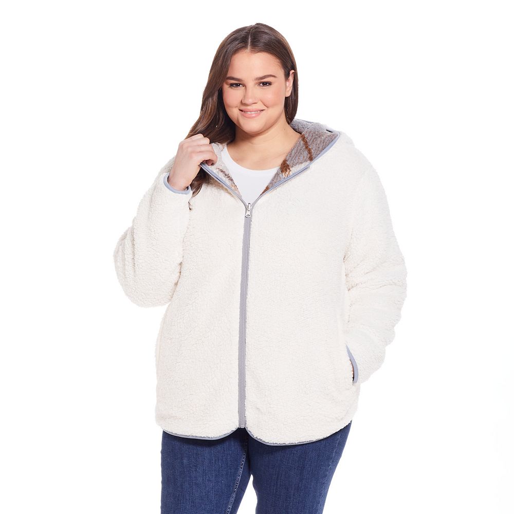Plus Size Weathercast Reversible Zip Front Fleece Jacket