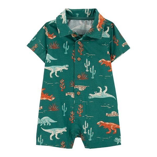 Baby Boy Carter's Dinosaur Cotton Collared Romper