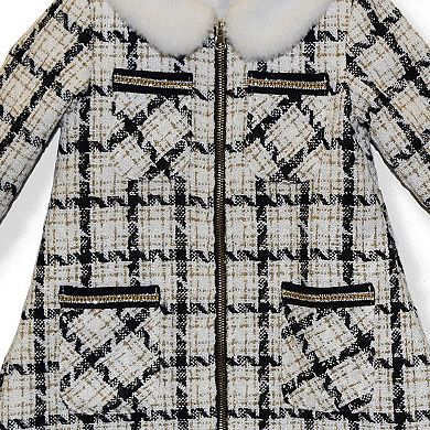 Toddler Girl Blueberi Boulevard Dress & Boucle Patterned Coat Set