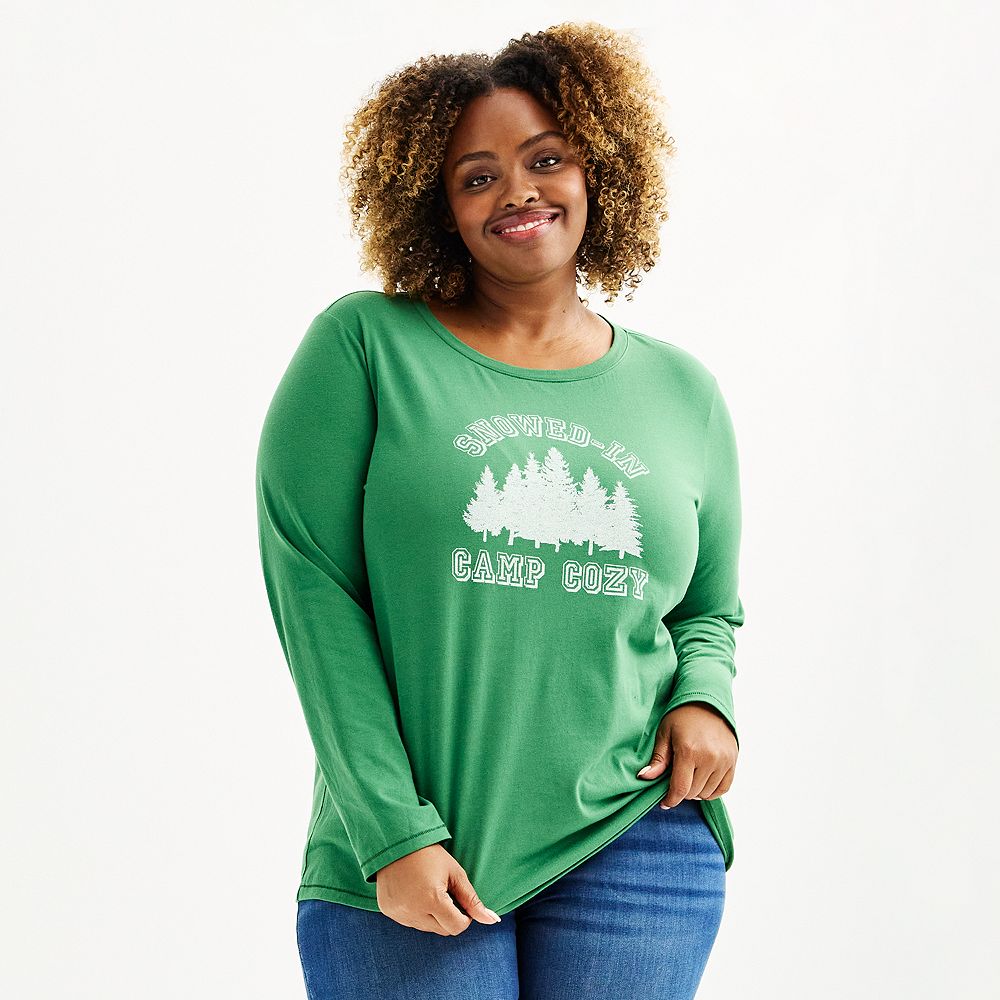 Plus Size Sonoma Goods For Life® Holiday Long Sleeve Graphic Tee