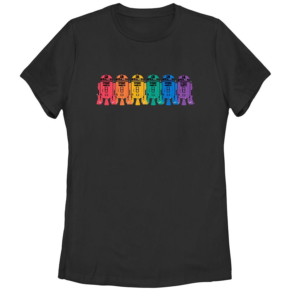 Juniors' Star Wars Pride R2-D2 Rainbow Lineup Graphic Tee
