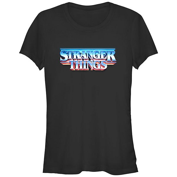 Juniors' Stranger Things Retro 3D Logo Fitted Graphic Tee