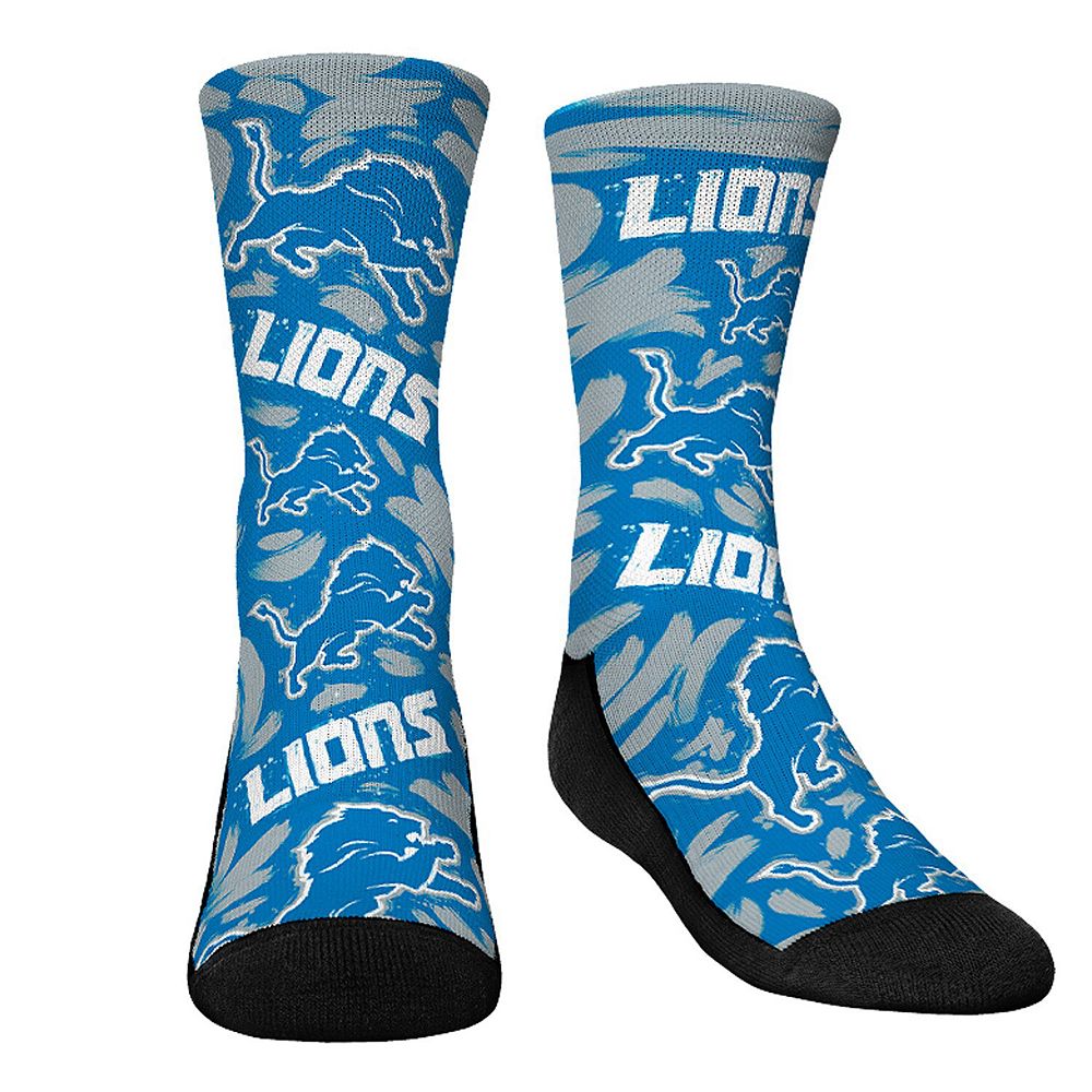 Youth Rock Em Socks Detroit Lions Allover Logo & Paint Crew Socks