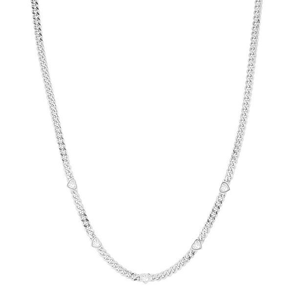 Sunkissed Sterling Cubic Zirconia Heart Curb Chain Necklace
