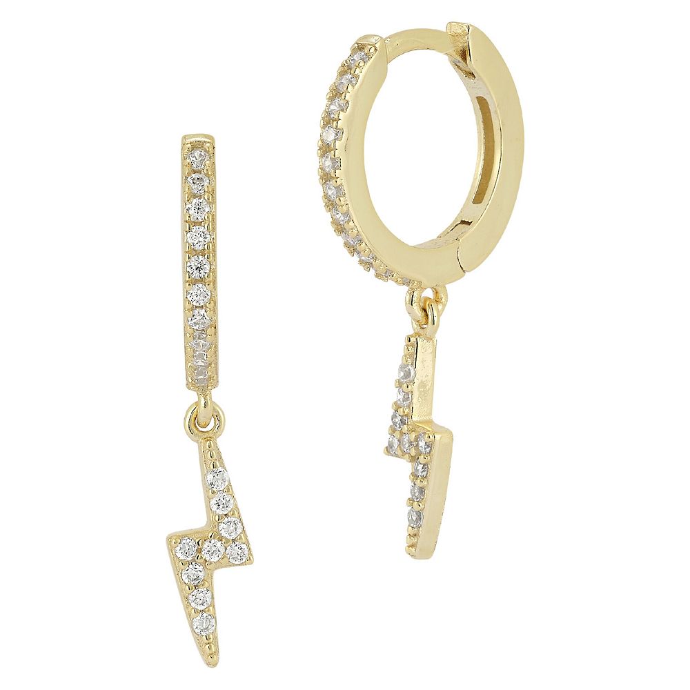 Sunkissed Sterling Cubic Zirconia Lightning Charm Huggie Earrings