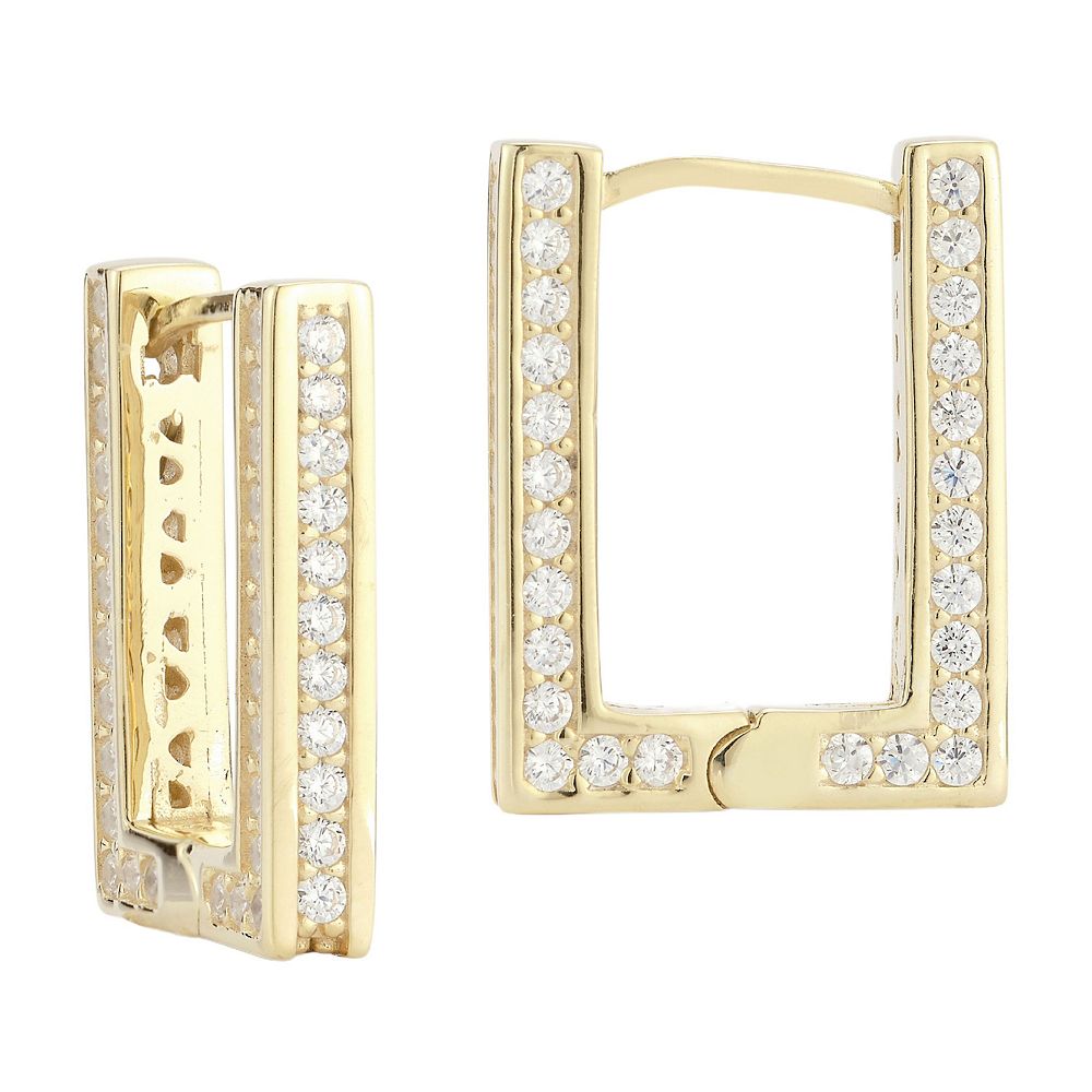 Sunkissed Sterling Cubic Zirconia Small Rectangular Hoop Earrings